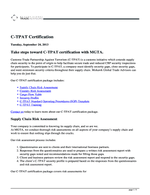 Fillable Online C-TPAT Certification Fax Email Print - pdfFiller