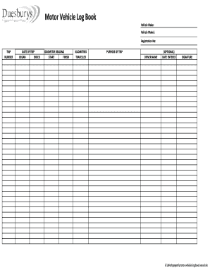 Fillable Online Motor Vehicle Log Book Fax Email Print - pdfFiller