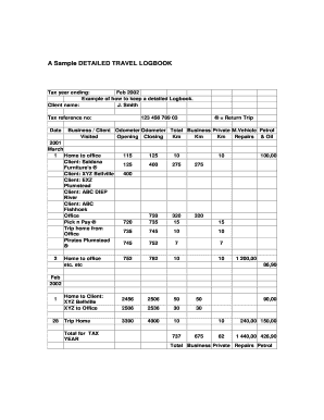 Fillable Online A Sample DETAILED TRAVEL LOGBOOK Fax Email Print ...