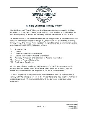 Fillable Online Simple Churches Privacy Policy Fax Email Print - pdfFiller
