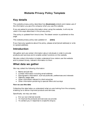 Fillable Online Website Privacy Policy Template Fax Email Print - pdfFiller