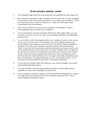 Fillable Online Free privacy policy: cover Fax Email Print - pdfFiller