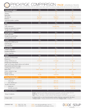 Fillable Online PACKAGE COMPARISON 1PAGE LANDING PAGES Fax Email Print ...