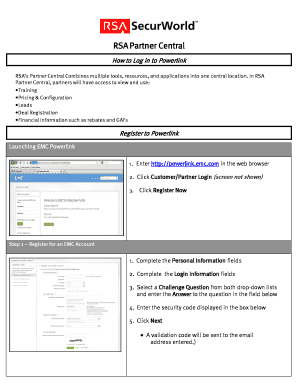 Fillable Online RSA Partner Central Fax Email Print - pdfFiller