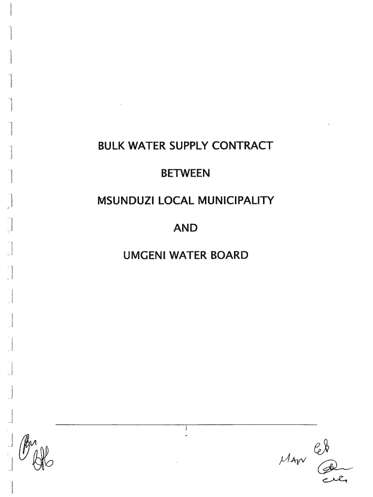 Fillable Online BULK WATER SUPPLY CONTRACT Fax Email Print - pdfFiller
