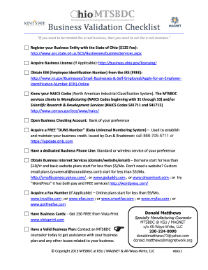 Fillable Online Business Validation Checklist Fax Email Print - pdfFiller