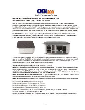Fillable Online OBi200 VoIP Telephone Adapter with 1-Phone Port & USB ...