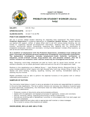 Fillable Online PROBATION STUDENT WORKER (Extrahelp) Fax Email Print ...