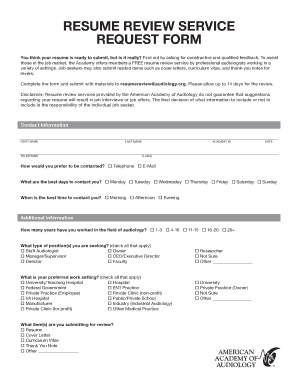 Fillable Online RESUME REVIEW SERVICE Fax Email Print - pdfFiller