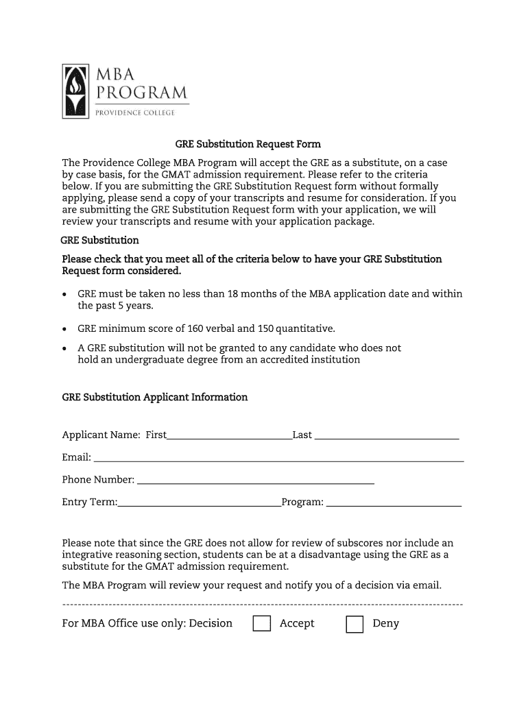 Fillable Online GRE Substitution Request Form Fax Email Print - pdfFiller