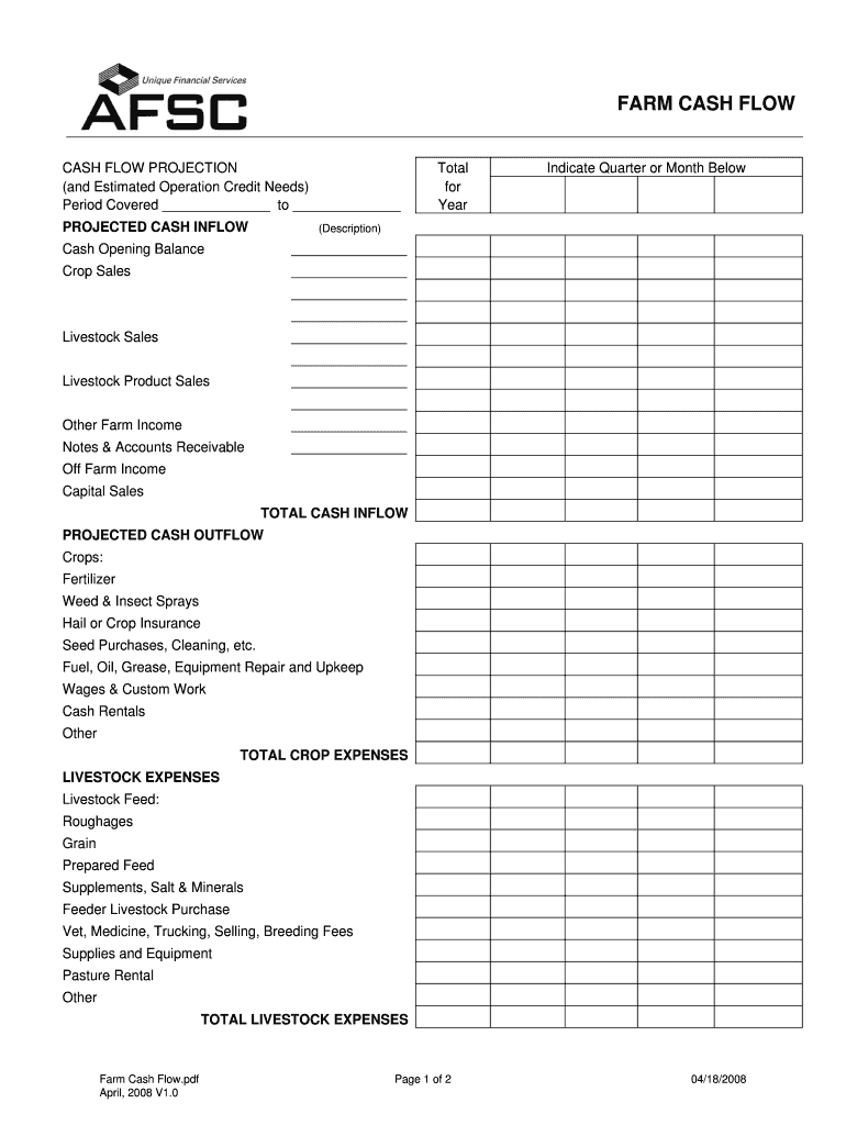 Fillable Online FARM CASH FLOW Fax Email Print - pdfFiller