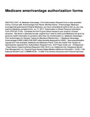 Fillable Online Medicare amerivantage authorization forms Fax Email ...