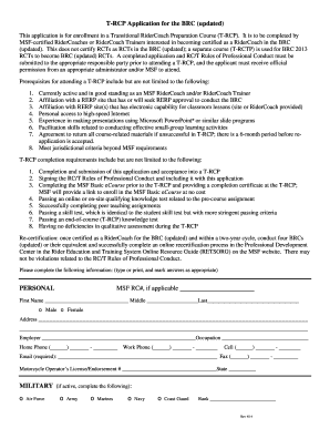 Fillable Online T-RCP Application for the BRC (updated) Fax Email Print ...