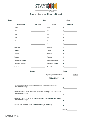 Fillable Online Cash Drawer Count Sheet Fax Email Print - pdfFiller