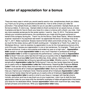 Fillable Online Letter of appreciation for a bonus Fax Email Print ...