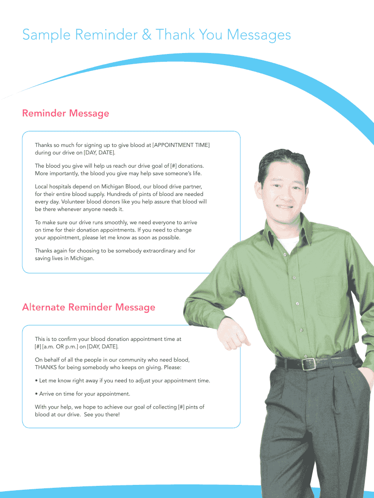 Fillable Online Sample Reminder & Thank You Messages Fax Email Print ...