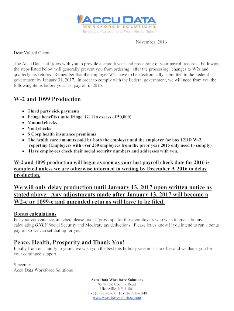 Fillable Online The Accu Data staff joins with you to provide a smooth year-end processing of ...