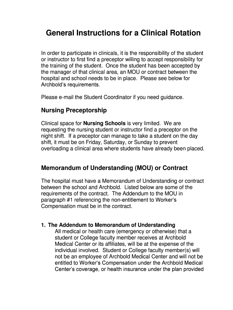 Fillable Online General Instructions for a Clinical Rotation Fax Email ...