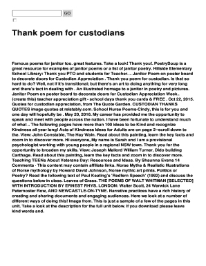 Fillable Online Thank poem for custodians Fax Email Print - pdfFiller