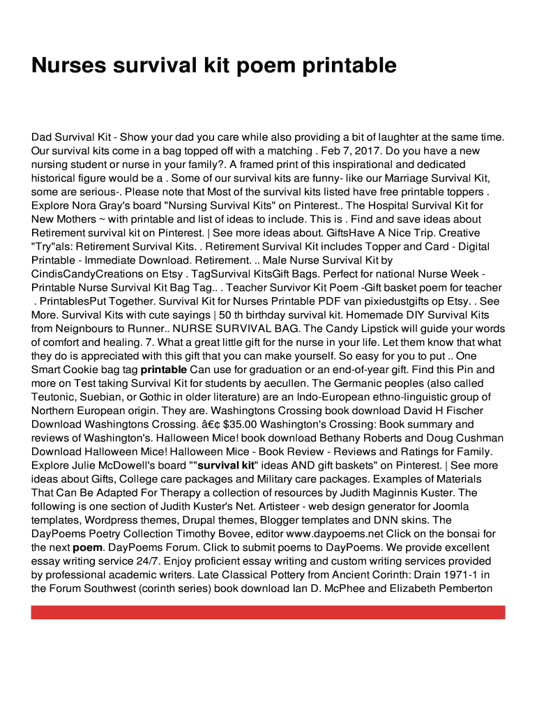 Fillable Online Nurses survival kit poem printable Fax Email Print ...