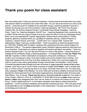 Fillable Online Thank you poem for class assistant Fax Email Print ...