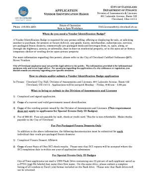 Fillable Online VENDOR IDENTIFICATION BADGE Fax Email Print - pdfFiller