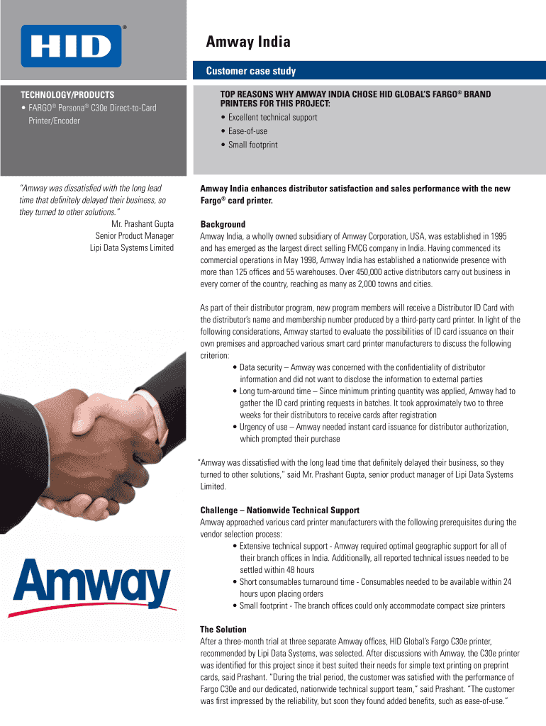 Fillable Online Amway India Fax Email Print - pdfFiller