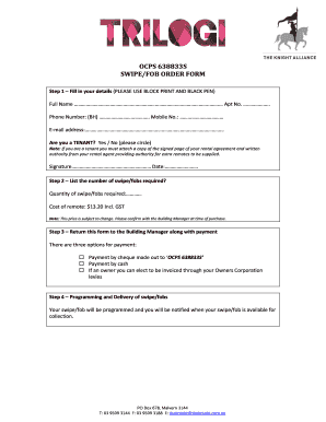 Fillable Online SWIPE/FOB ORDER FORM Fax Email Print - pdfFiller