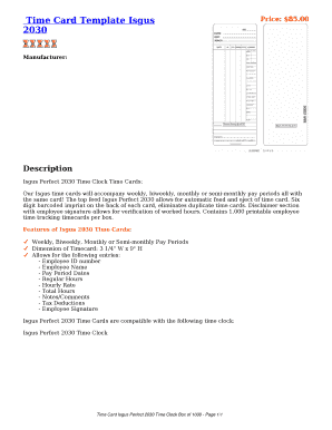 Fillable Online Time Card Template Isgus Fax Email Print - pdfFiller