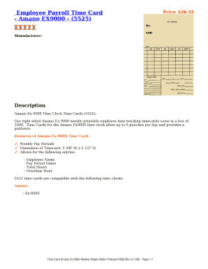 Fillable Online Employee Payroll Time Card Fax Email Print - pdfFiller