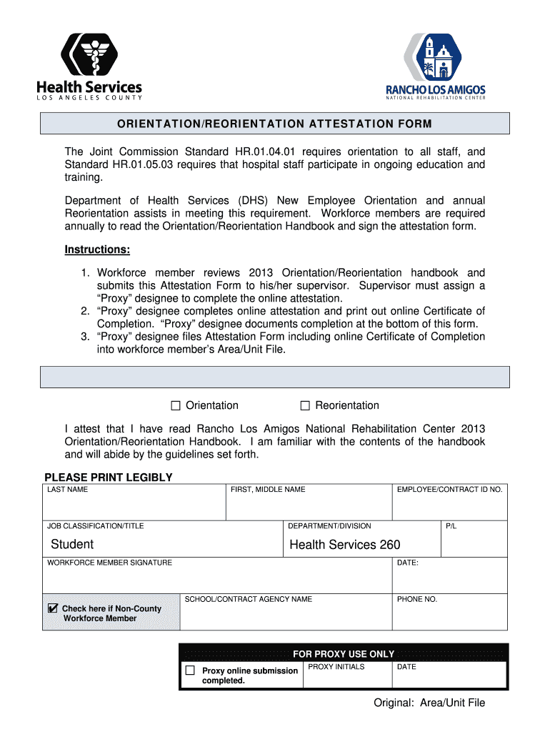 Fillable Online ORIENTATION/REORIENTATION ATTESTATION FORM Fax Email ...