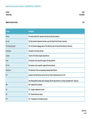 Fillable Online Payroll Event Business Taxonomy - Data Definitions ...