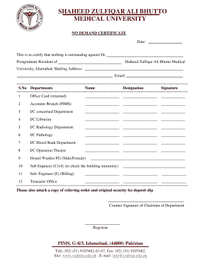 Fillable Online NO DEMAND CERTIFICATE Fax Email Print - pdfFiller