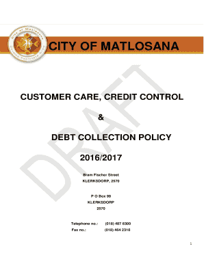 Fillable Online DEBT COLLECTION POLICY Fax Email Print - pdfFiller