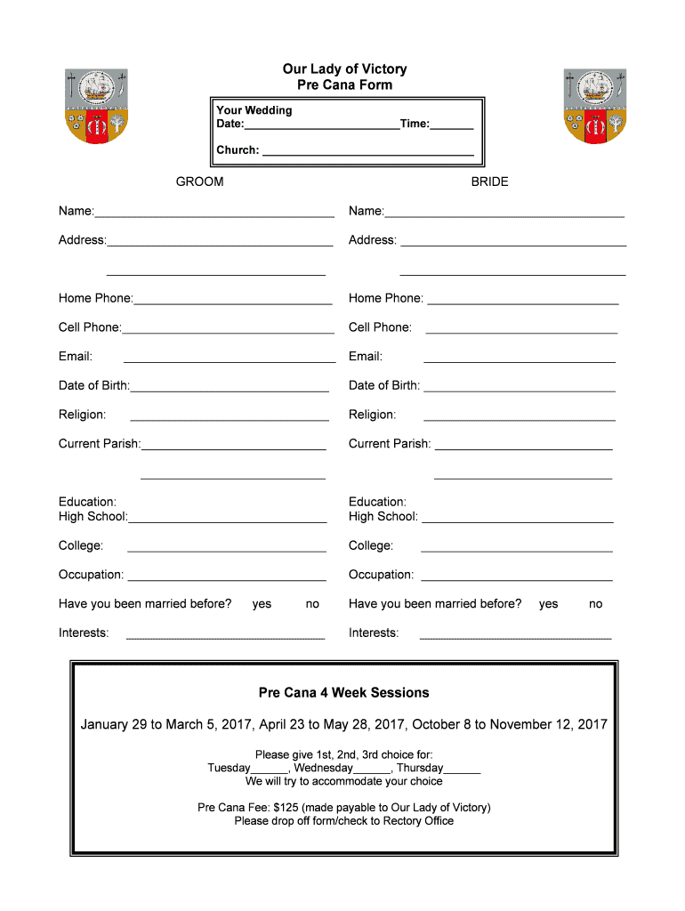 Fillable Online Pre Cana Form Fax Email Print - pdfFiller