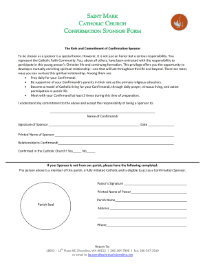 Fillable Online The Role and Commitment of Confirmation Sponsor Fax ...