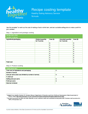 Fillable Online Recipe costing template Fax Email Print - pdfFiller