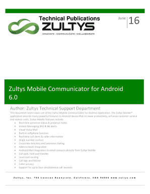 Fillable Online Zultys Mobile Communicator for Android Fax Email Print - pdfFiller
