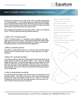 Fillable Online How To Guide: Understanding 911 Recording Jargon Fax ...