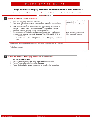 Fillable Online Avaya Modular Messaging Restricted Microsoft Outlook ...