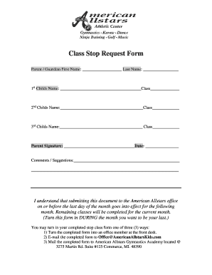 Fillable Online Class Stop Request Form Fax Email Print - pdfFiller