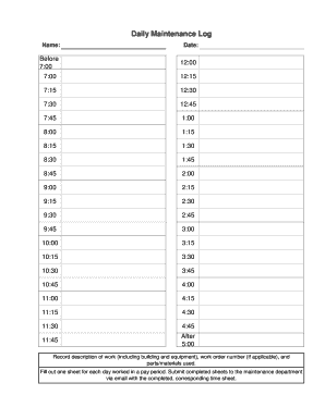 Fillable Online Daily Maintenance Log Fax Email Print - pdfFiller