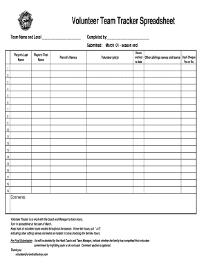 Fillable Online Volunteer Team Tracker Spreadsheet Fax Email Print ...