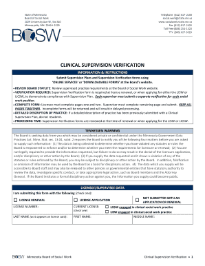 Fillable Online CLINICAL SUPERVISION VERIFICATION Fax Email Print - pdfFiller