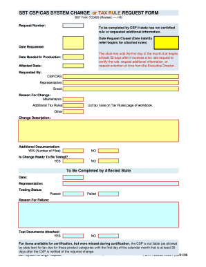 Fillable Online SST CSP/CAS SYSTEM CHANGE or TAX RULE REQUEST FORM Fax ...