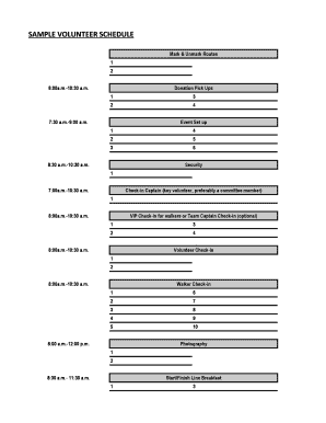 Fillable Online SAMPLE VOLUNTEER SCHEDULE Fax Email Print - pdfFiller