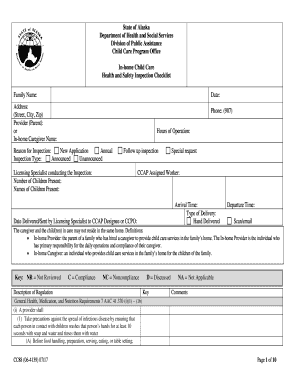 Fillable Online Health and Safety Inspection Checklist Fax Email Print ...