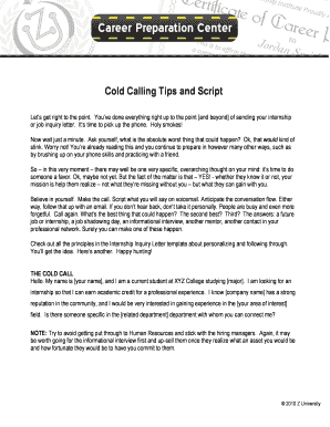 Fillable Online Cold Calling Tips and Script Fax Email Print - pdfFiller