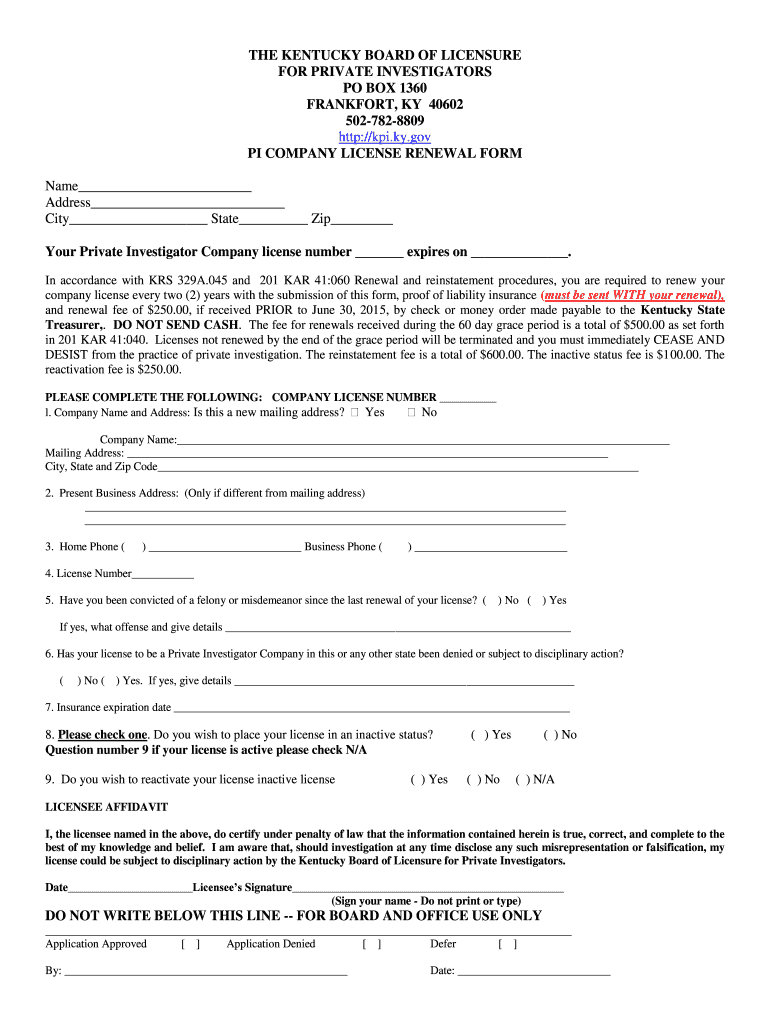 Fillable Online FOR PRIVATE INVESTIGATORS Fax Email Print - pdfFiller