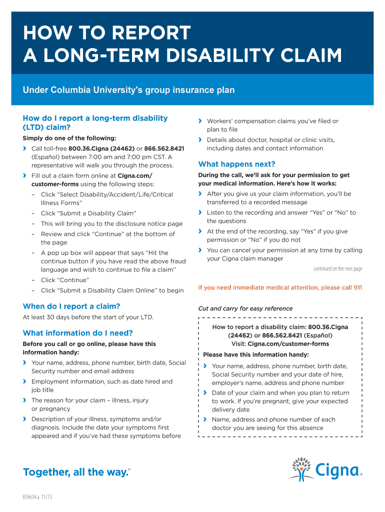Fillable Online A LONG-TERM DISABILITY CLAIM Fax Email Print - pdfFiller